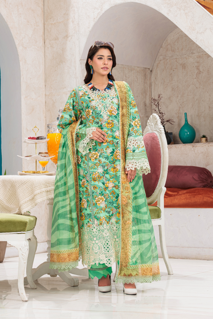 LAWN EMBROIDERED 3 PIECE SUIT – STITCHED & UNSTITCHED | MINT MIRAGE ...