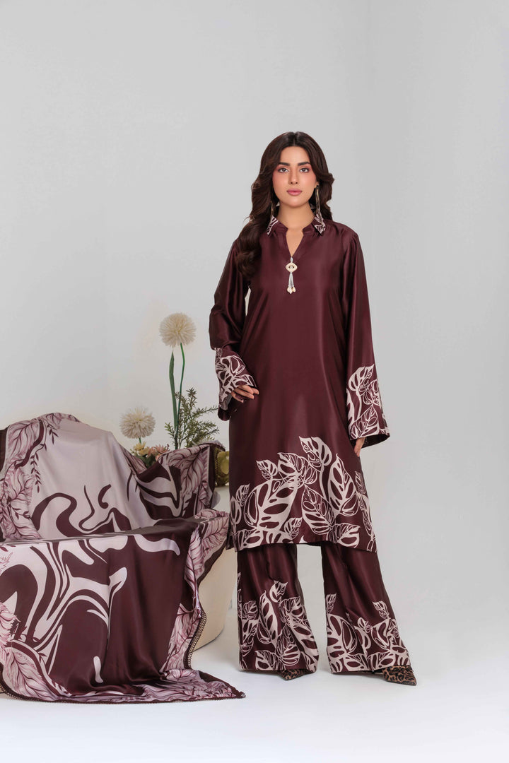 SATIN SILK PRINTED 3 PIECE SUIT - STITICHED & UNSTITCHED | Brista ...